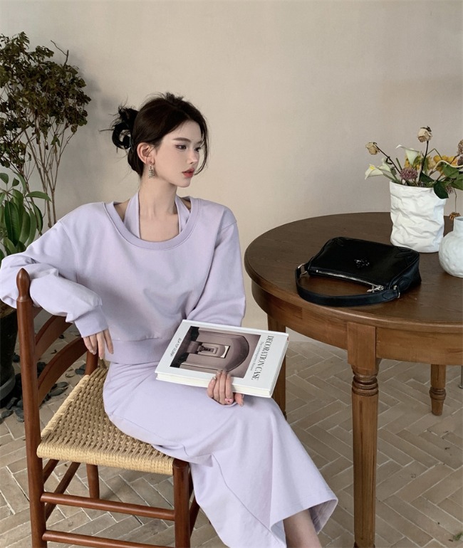 패션 바이 카카오 원마일웨어가을트레이닝세트 쇄골트임 라운드넥 크롭 맨투맨롱원피스세트 나시롱원피스 홀터넥원피스 가을티셔츠 긴팔맨투맨 슬림원피스 추리닝세트 츄리닝치마