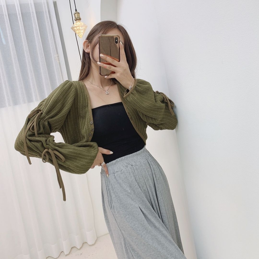 퍼프 소매리본 볼레로 가디건 무료배송