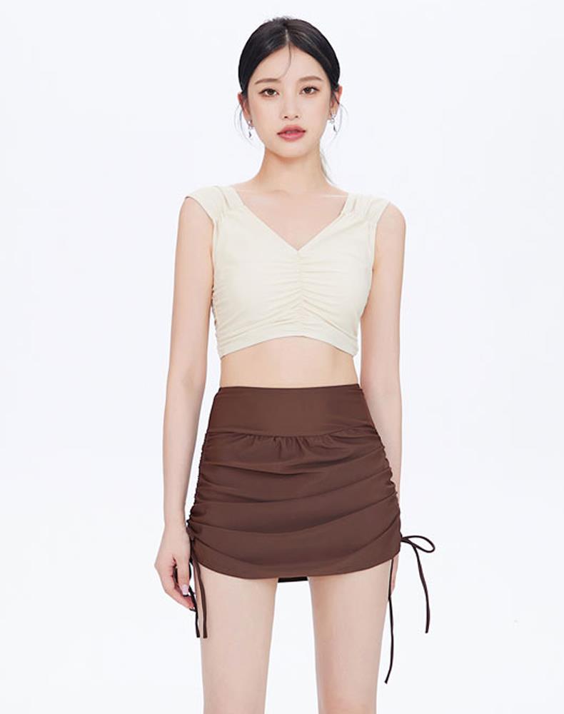 투피스 세트 셔링 꼬임 크롭 탑 하이웨이스트 셔링 리본 반바지 셋업 수영복 수영장 호캉스 바닷가 휴양지룩 수영복 비치웨어 온천 풀파티 워터파크 모노키니 레쉬가드 230220