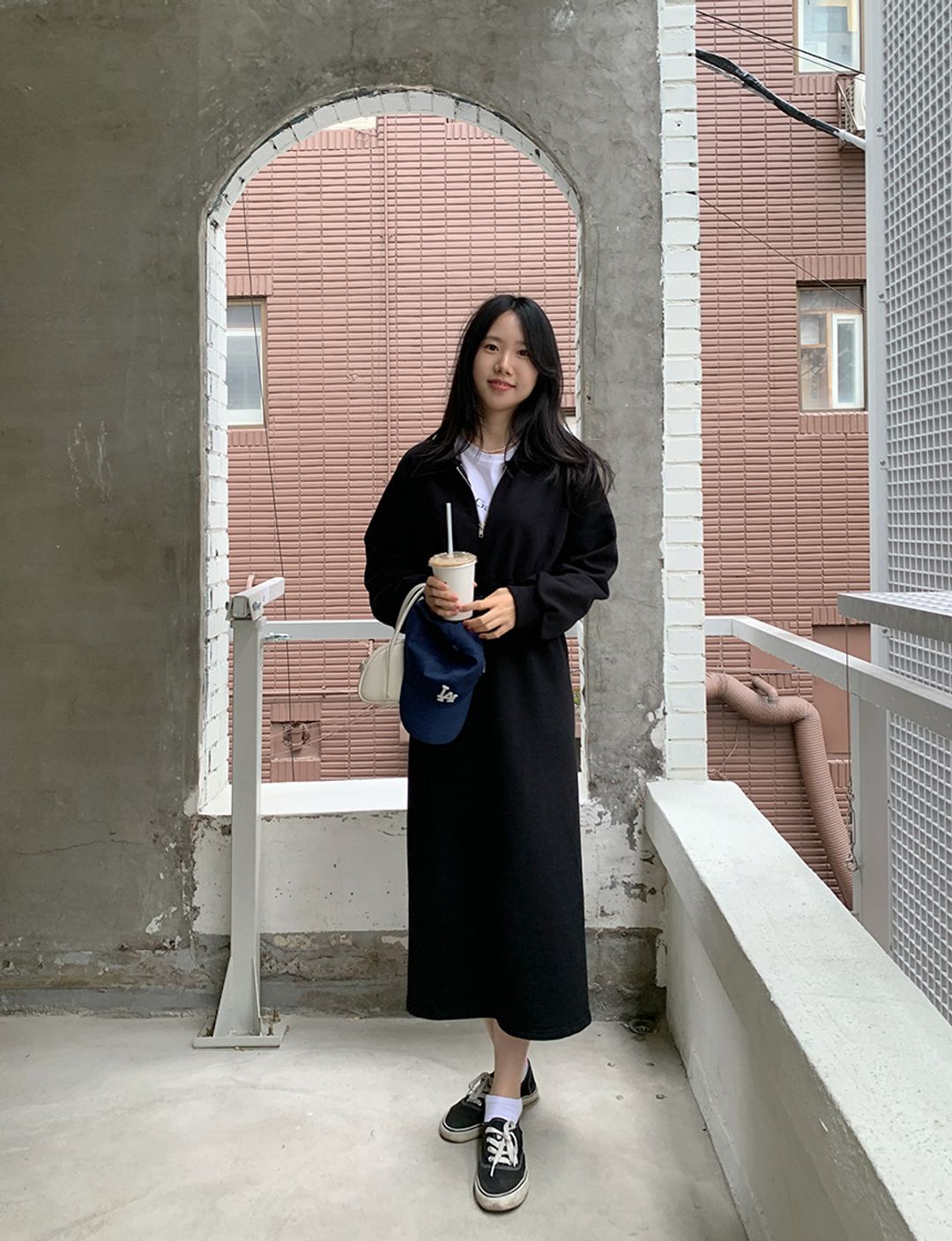 3색 카라 트레이닝 롱 원피스 집업 면 쭈리 츄리닝 트레이닝복 아노락 운동복 홈웨어 잠옷 긴팔 맨투맨 세트 블랙 회색