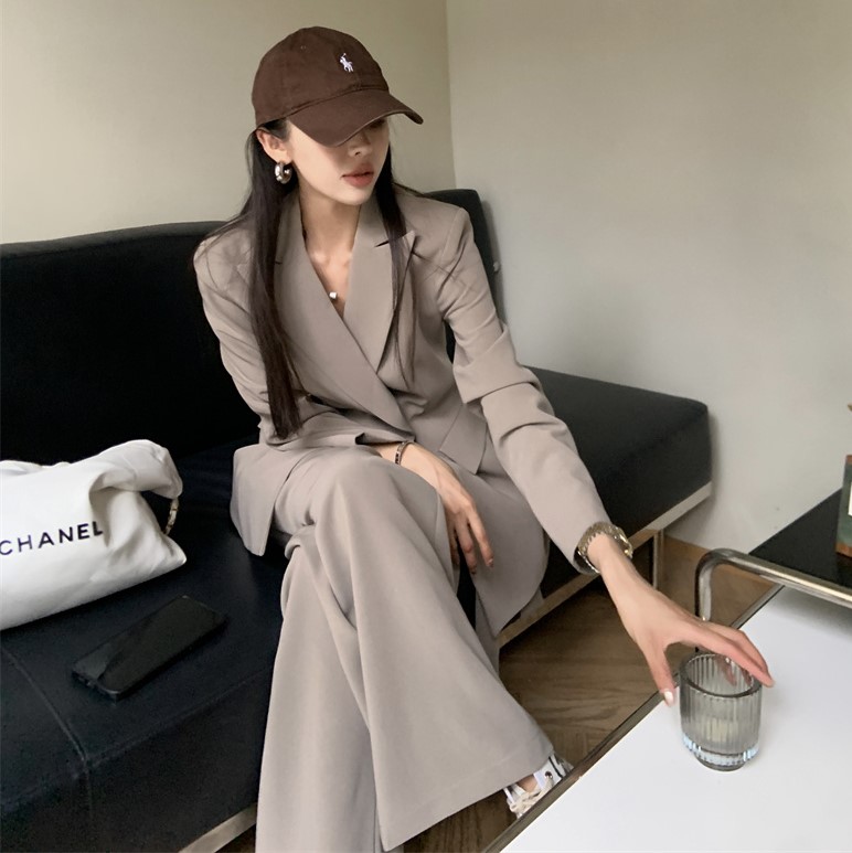 가을신상투피스세트 오버핏 가을자켓 원버튼 허리슬림 정장자켓 하이웨스트 와이드슬랙스 일자바지 세미정장 투피스 세트 셋업 하객