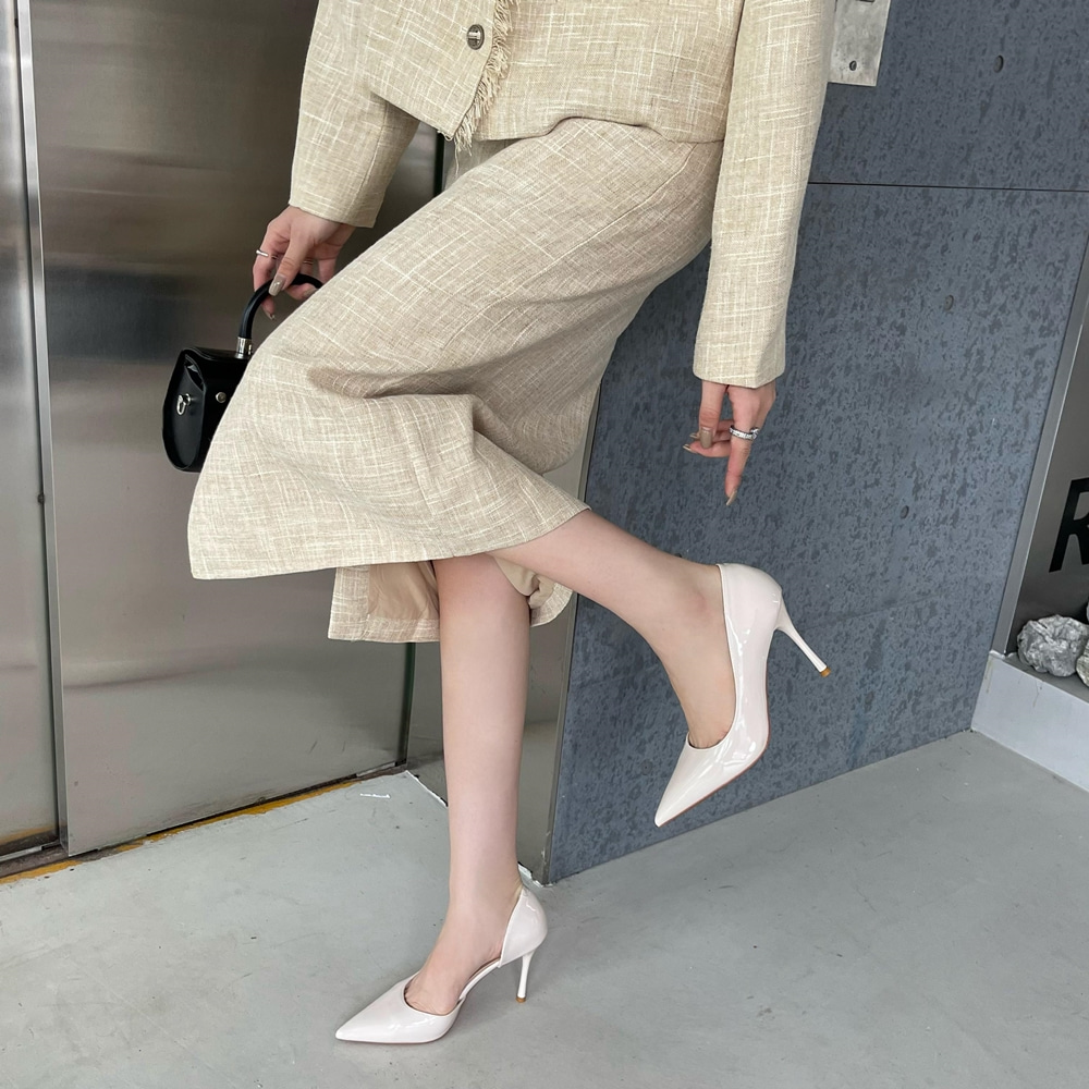 햅슈 인사이드오픈 스틸레토 에나멜 하이힐 구두 7cm 9cm