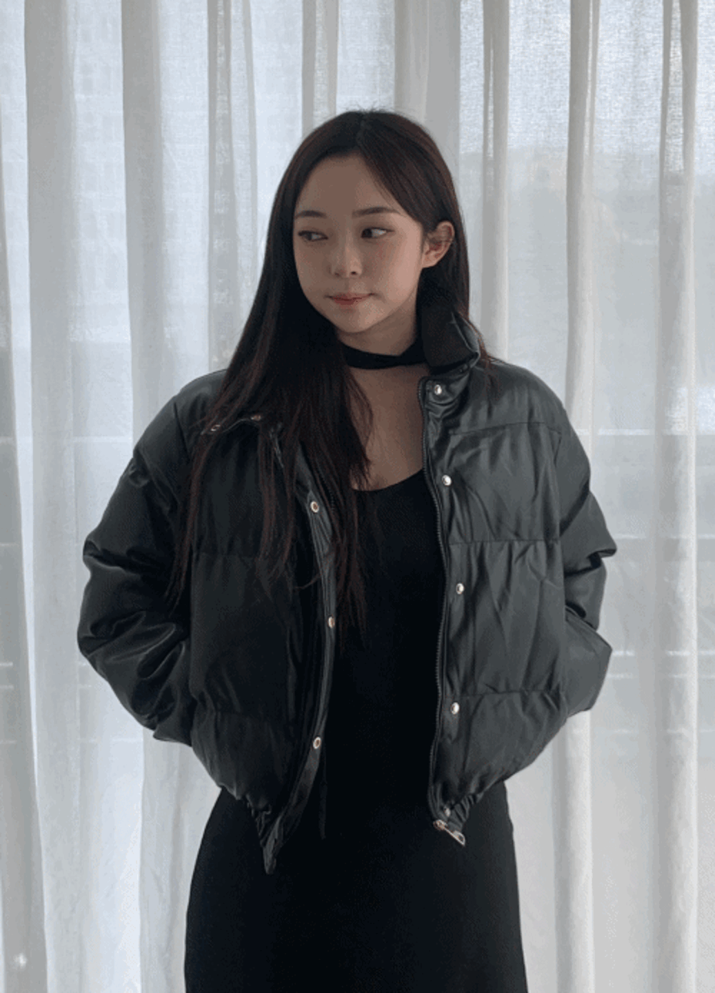 [재입고] basic leather short padding
