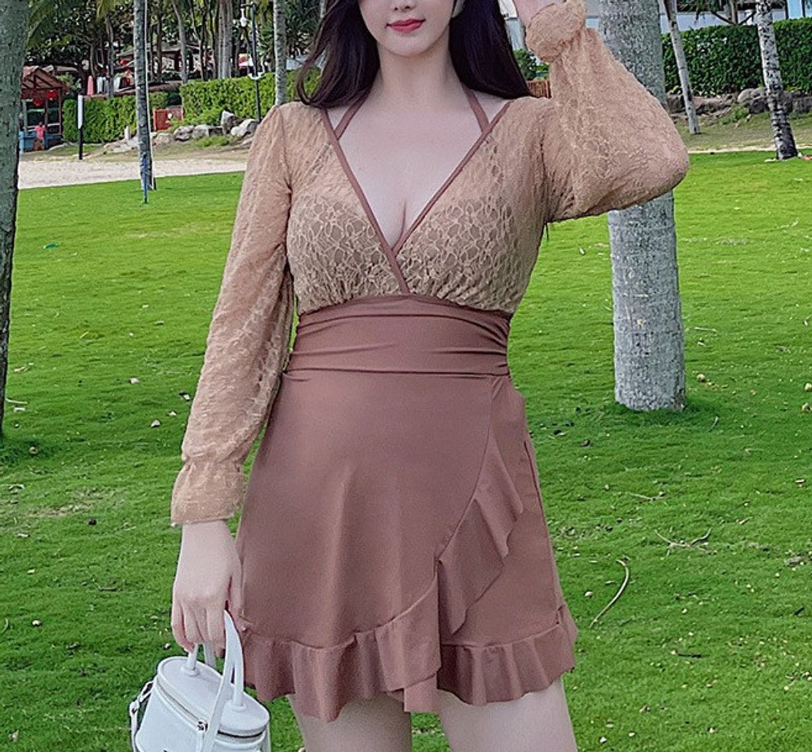M 5xl 빅사이즈 체형커버 레이스 랩 날씬해 보이는 뱃살커버 110사이즈 유교걸 모노키니 임부복 임산부 태교여행 신혼여행 수영복