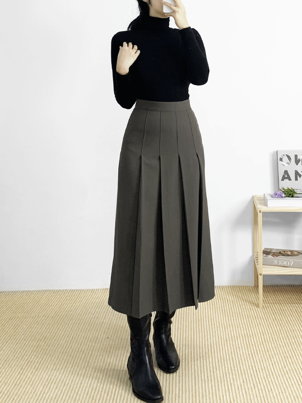 [당일출고 겨울스커트 S~m]우디 주름 플리츠 A라인 롱 스커트 치마 핀턱스커트 롱스커트 플리츠스커트 겨울치마 가을치마 기모원단