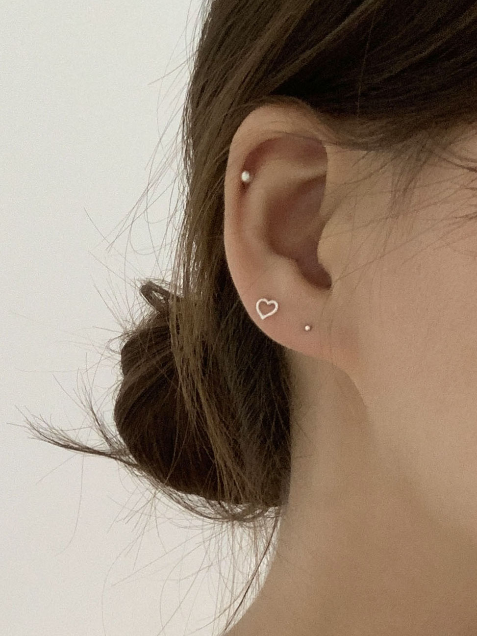 [925 Silver] 얇은 바 1 5mm 2mm 은 볼 피어싱 2 Size 2 Type