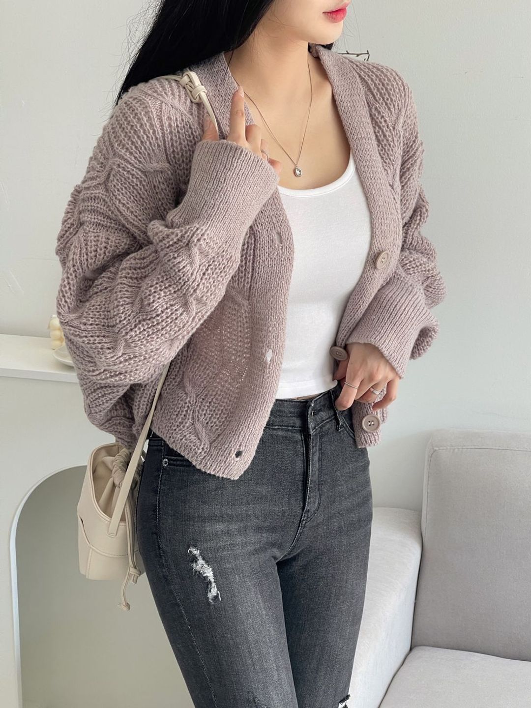 🧶fw신상🧶 러블 포근 물결가디건 니트가디건브이넥가디건겨을가디건예쁜가디건오버핏가디건크롭가디건퍼가디건롱가디건앙고라