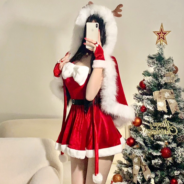 루돌프 토끼 크리스마스 산타 망토 숄 파티 연말 모임룩 코스프레 라이브 방송 변장