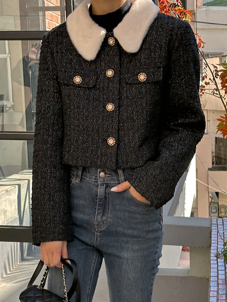 리리앤코 4천장 돌파 누빔안감 버블리안 트위드 투피스 퍼 크롭 자켓 빅사이즈 120사이즈 리리앤코 아우터 트위드룩 크롭자켓 통통녀자켓 트위드룩 트위드자켓 데일리룩