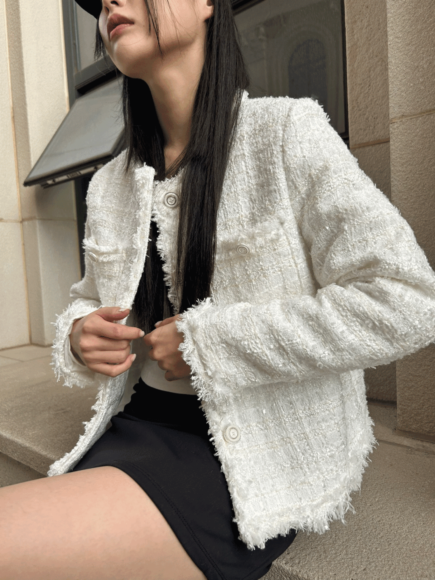 옵텐소 [하트시그널4] veren tweed jacket (2color)