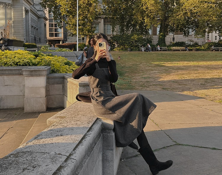 리리앤코 2천장 돌파 체트리 겉기모 체크 벨트 뷔스티에 롱 원피스 겨울 신상 겨울옷 데일리룩 체크원피스 나시원피스 레이어드 롱뷔스티에 플레어 A라인 기모원피스 겨울