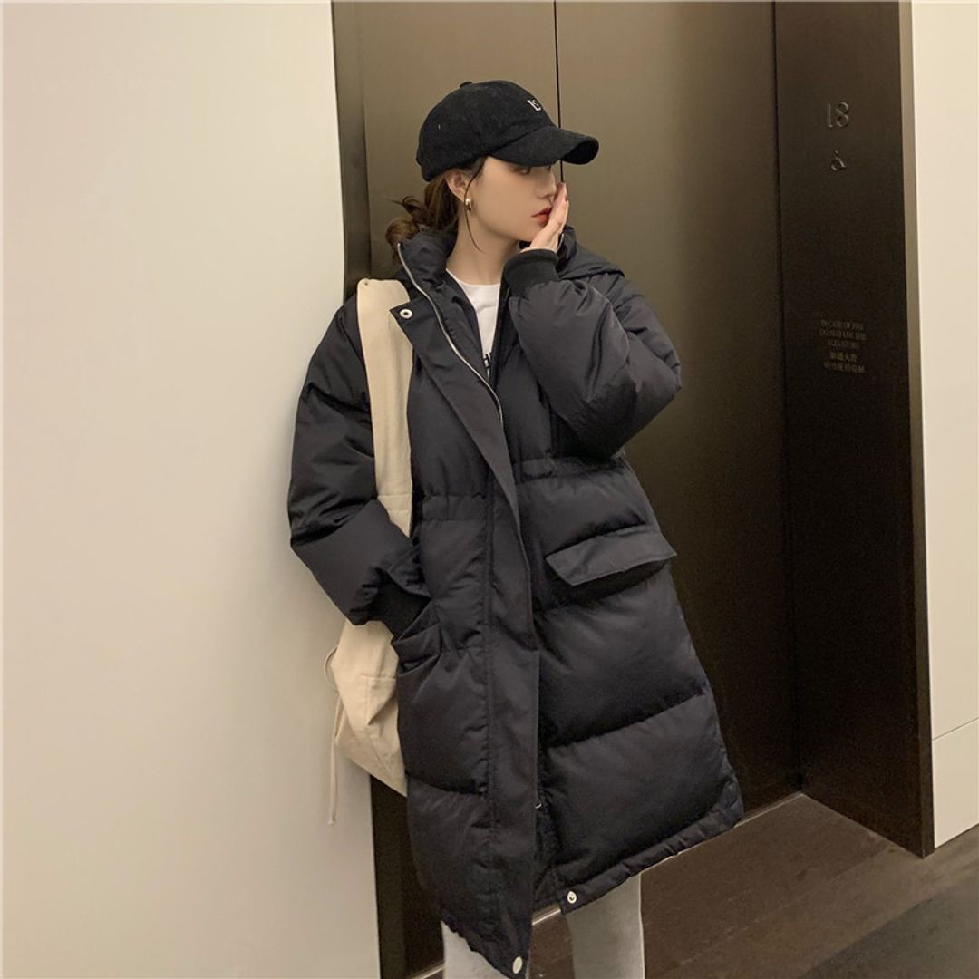 겨울 패딩 점퍼 캐주얼 큐티 롱패딩 코트 겨울 솜재킷 점퍼 솜코트 오리털 후드 패딩 허리 조임 롱재킷 데일리룩 유니크 캐주얼룩