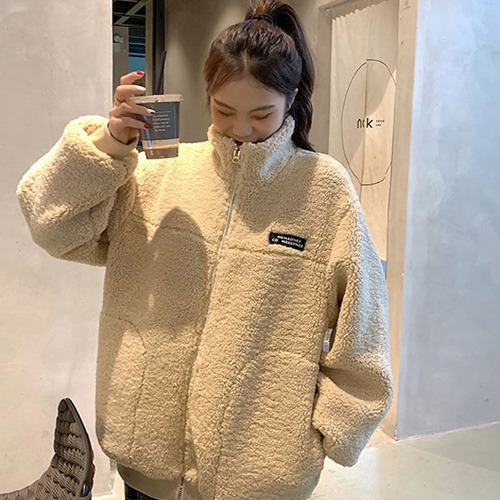 찐코디 C157 베이지 후리스 뽀글이 집업 양털 페이크퍼 캐주얼 터틀넥 목폴라 하이넥 지퍼 점퍼 오버핏 자켓 루즈핏 플리스 반코트 아우터 잠바