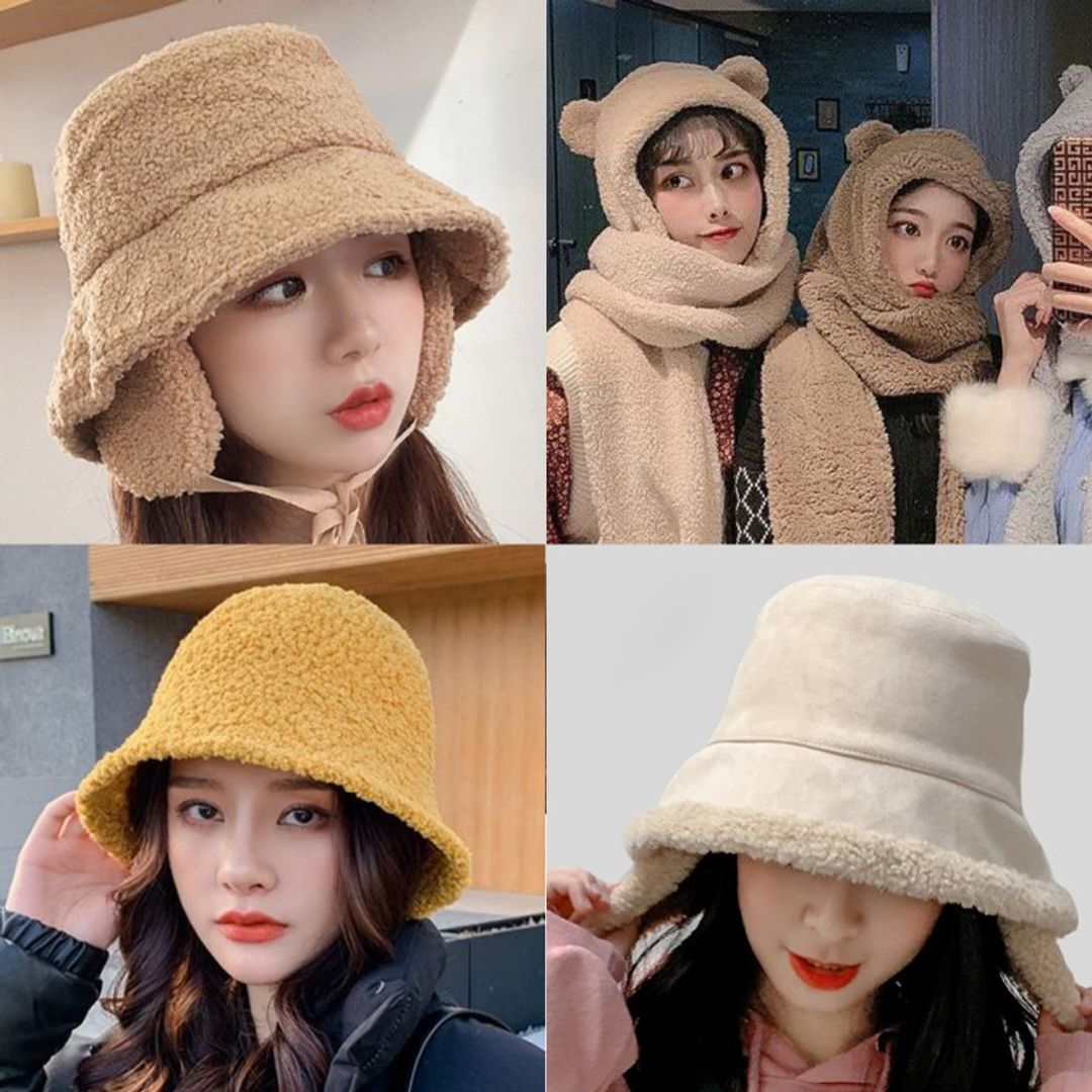 여성 어그감성 따듯한 모자 4종 양털모자 여자 귀도리모자 버킷햇 고소모 뽀글이모자 군밤모자