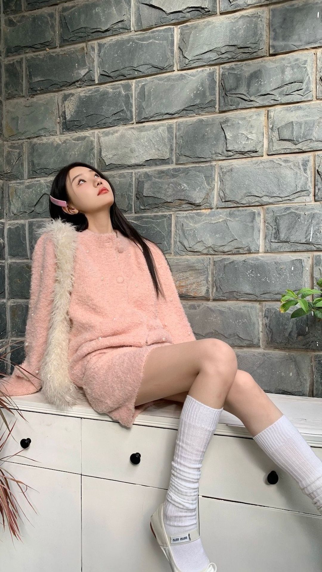 11월 12월 결혼식하객룩 핑크 진주 뽀글이 자켓 미니스커트 투피스세트 뽀글이 가디건 뽀글이 치마 크리스마스 20대 30대