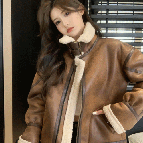 코디드 인기상품 윈터 프리미엄 카멜 라이크 양모 양털 램스 넥 버클포인트 하이넥 터틀넥 드럅숄더 뽀글이 루즈핏 오버사이즈 캐주얼 데일리 브라운 가죽 레더 무스탕 점퍼