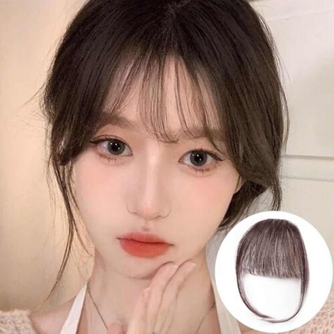 붙임 앞머리 부분 피스 시스루뱅 동그란 헤어 코디 가발 여자앞머리가발 앞머리가발
