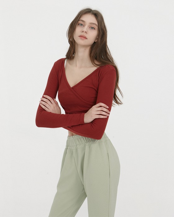 데비웨어 커브 랩 크롭티DEVI-T0041-브릭