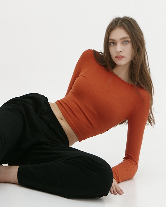 데비웨어 커브 랩 크롭티DEVI-T0041-펌킨