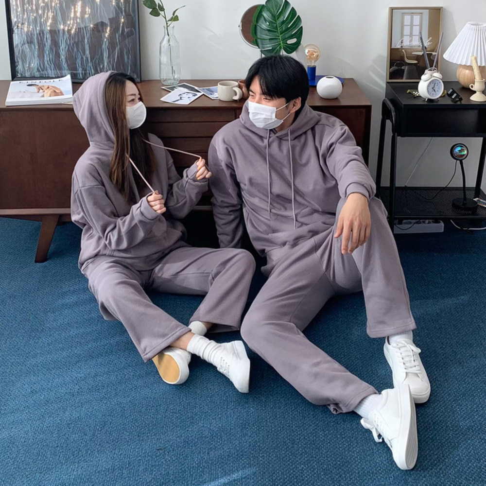 패션 바이 카카오 티셔츠or후드티 2가지버전기모안감단품가능 빅사이즈 오버핏 기모 긴팔티 후드티 조거 와이드 팬츠 일자 바지 스웻셋업 커플 츄리닝 트레이닝 세트