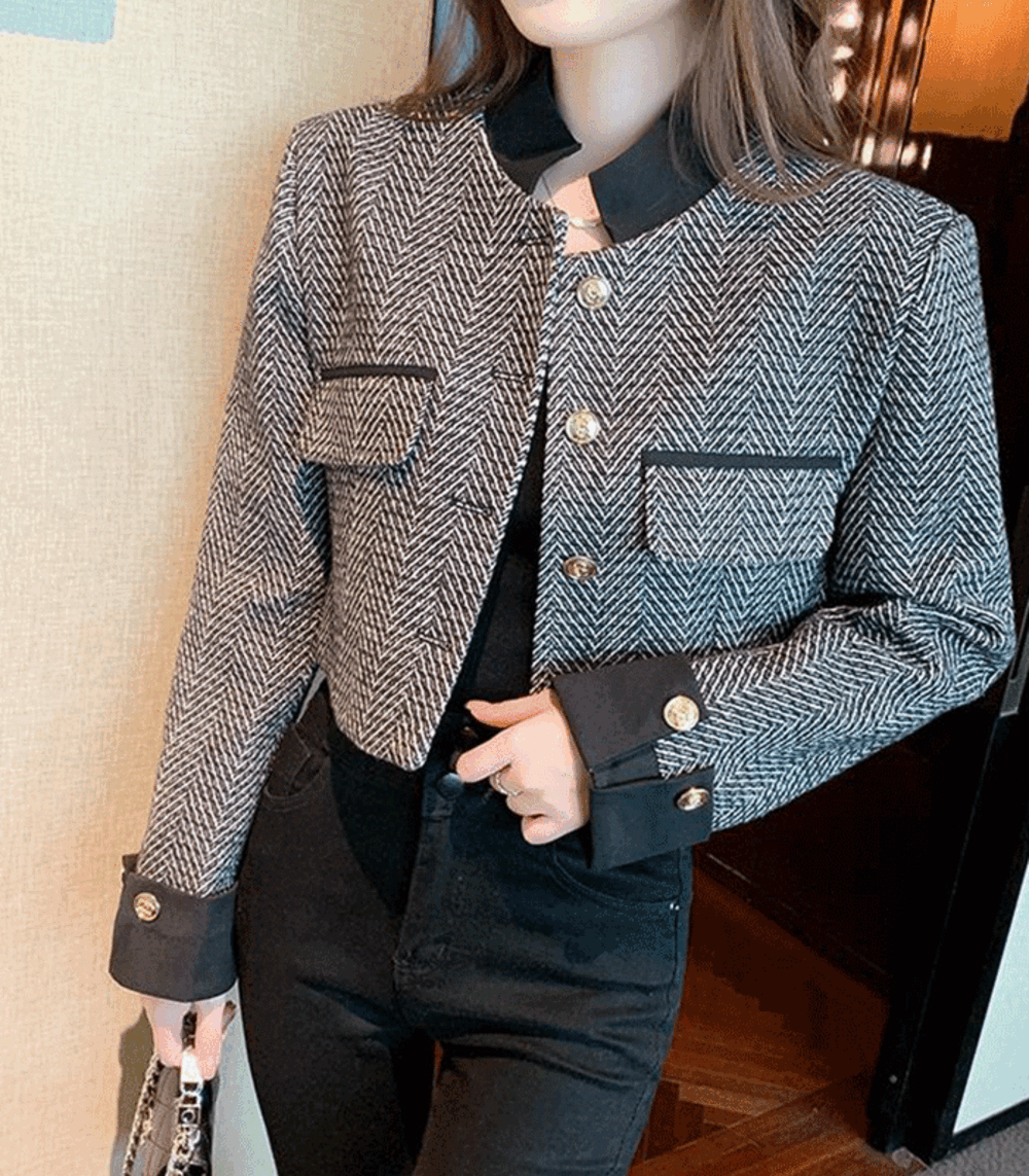 윈드 크롭 자켓 스탠드 카라 블랙 숏 코트 싱글 브레스트 금장 버클 긴소매 가을 겨울 미니자켓 여성숏자켓 블레이저 상의 세미 정장 캐주얼 재킷 모직 아우터 모직숏자켓