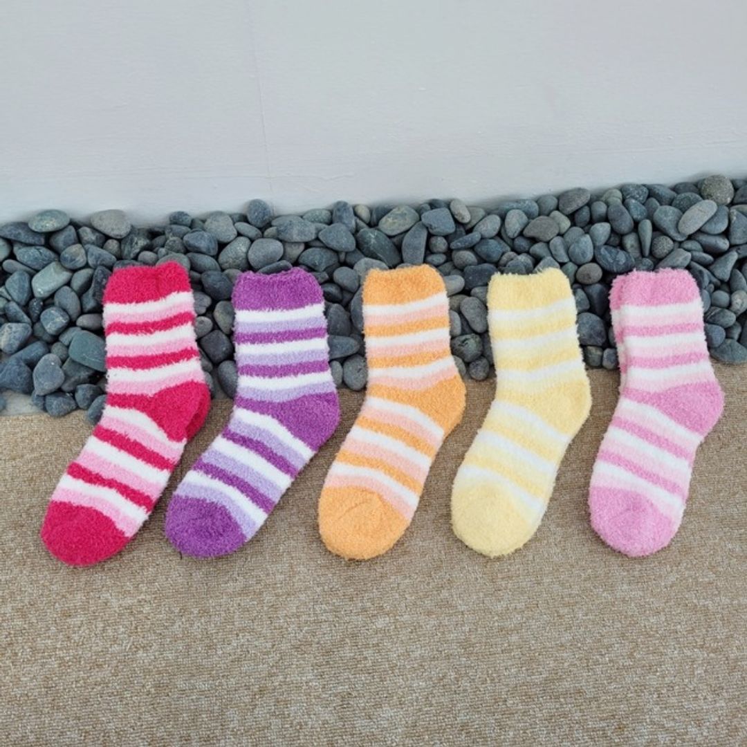 5켤레세트 논슬립 스트라이프 극세사 수면양말 수족냉증양말 겨울양말