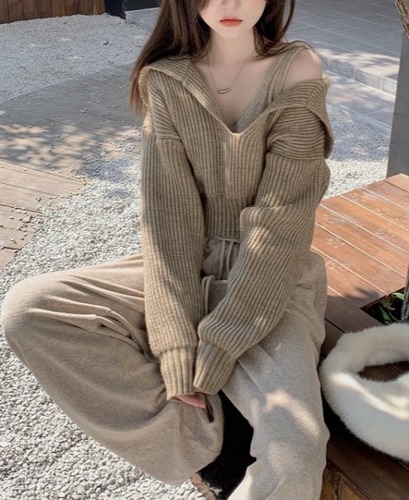 하프닌 세트단품 쥬넨 베이지 뷔스티에 탑 후드 니트 크롭 티셔츠 밴딩 와이드 팬츠 데일리 꾸안꾸 트레이닝 이지웨어 3피스 쓰리피스