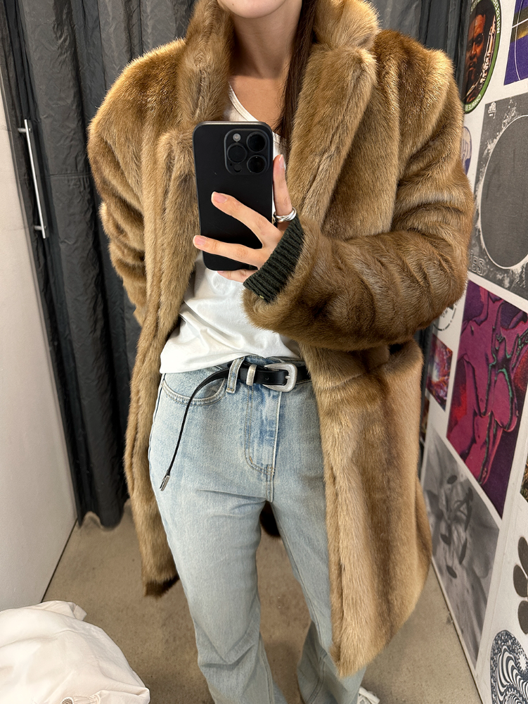 더베를린 fake mink fur half coat