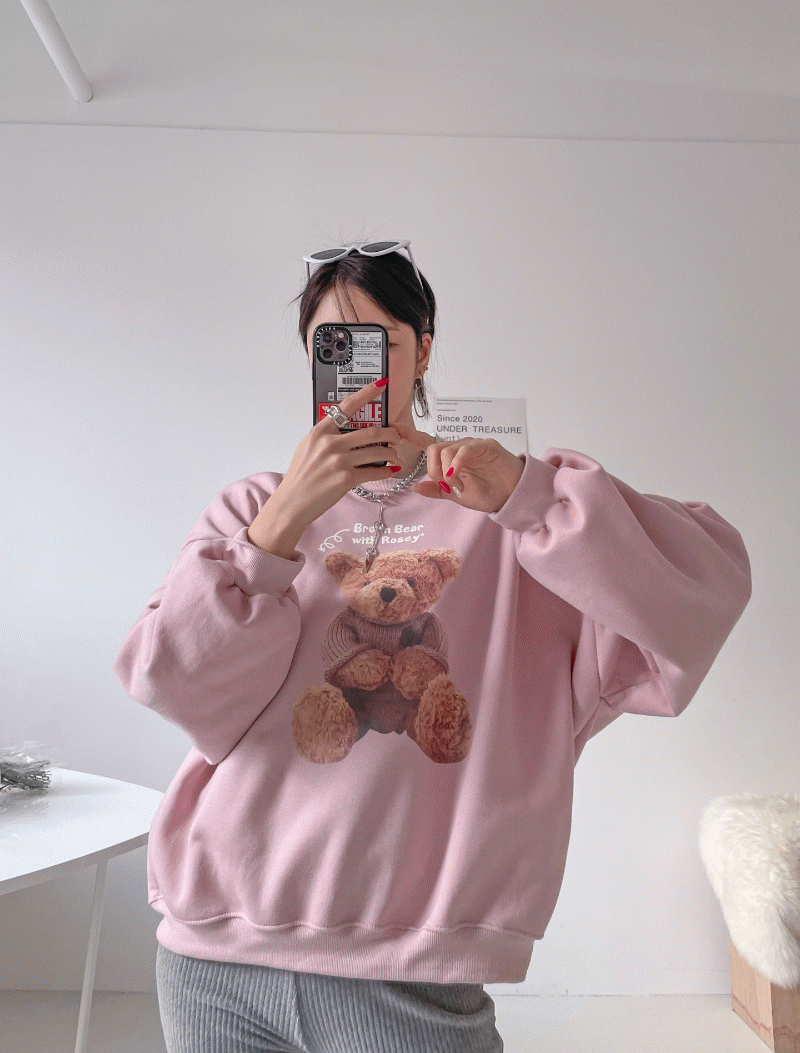 베어 기모맨투맨3color 기모 맨투맨 레터링맨투맨 겨울맨투맨 겨울티셔츠 맨투맨코디 여성맨투맨티 여자맨투맨 오버핏맨투맨 반집업맨투맨 오퍼핏맨투맨 커플맨투맨