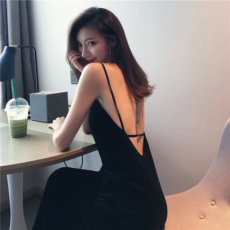 더블제이 블랙 민 소매 얇은 끈 나시 백 등 반전 오픈 옆 트임 슬림 핏 롱 원피스 해외 여행 휴양지 룩 고급스러운 신혼 여행 호캉스 동남아 여자 옷 쇼핑몰