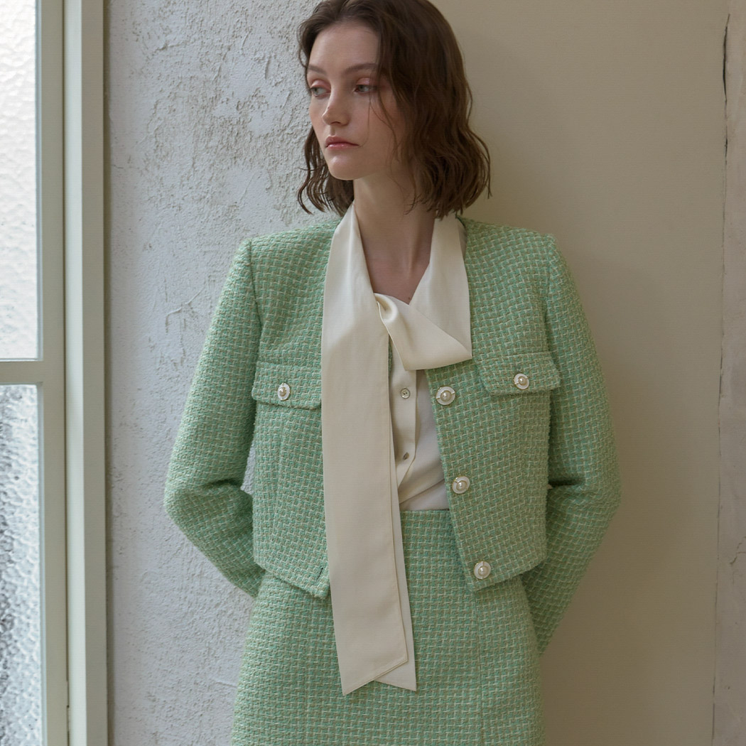 아틀리에나인 (JK-2811)웬디 트위드 셋업 크롭 자켓