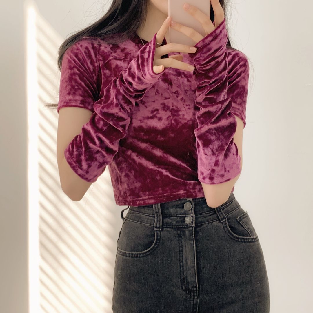 연말추천워머세트 워머 크롭 반팔티셔츠 4color 토시 워머 워머티 벨벳티