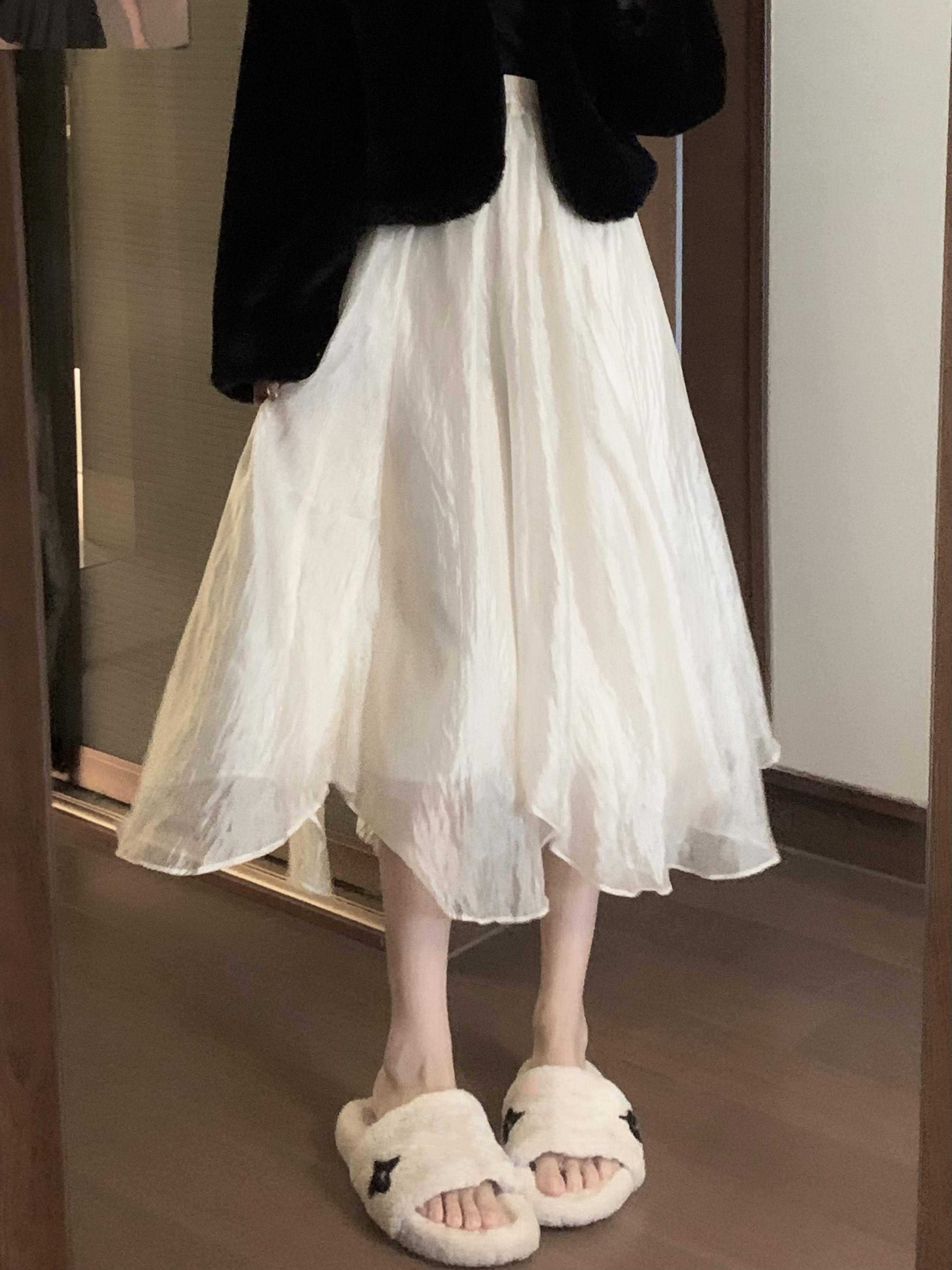 베이지하루 플레어 여자 롱 스커트 봄 하이웨이스트 여성 치마 주름 플리즈 요정 페어리 스타일 러블리 치마