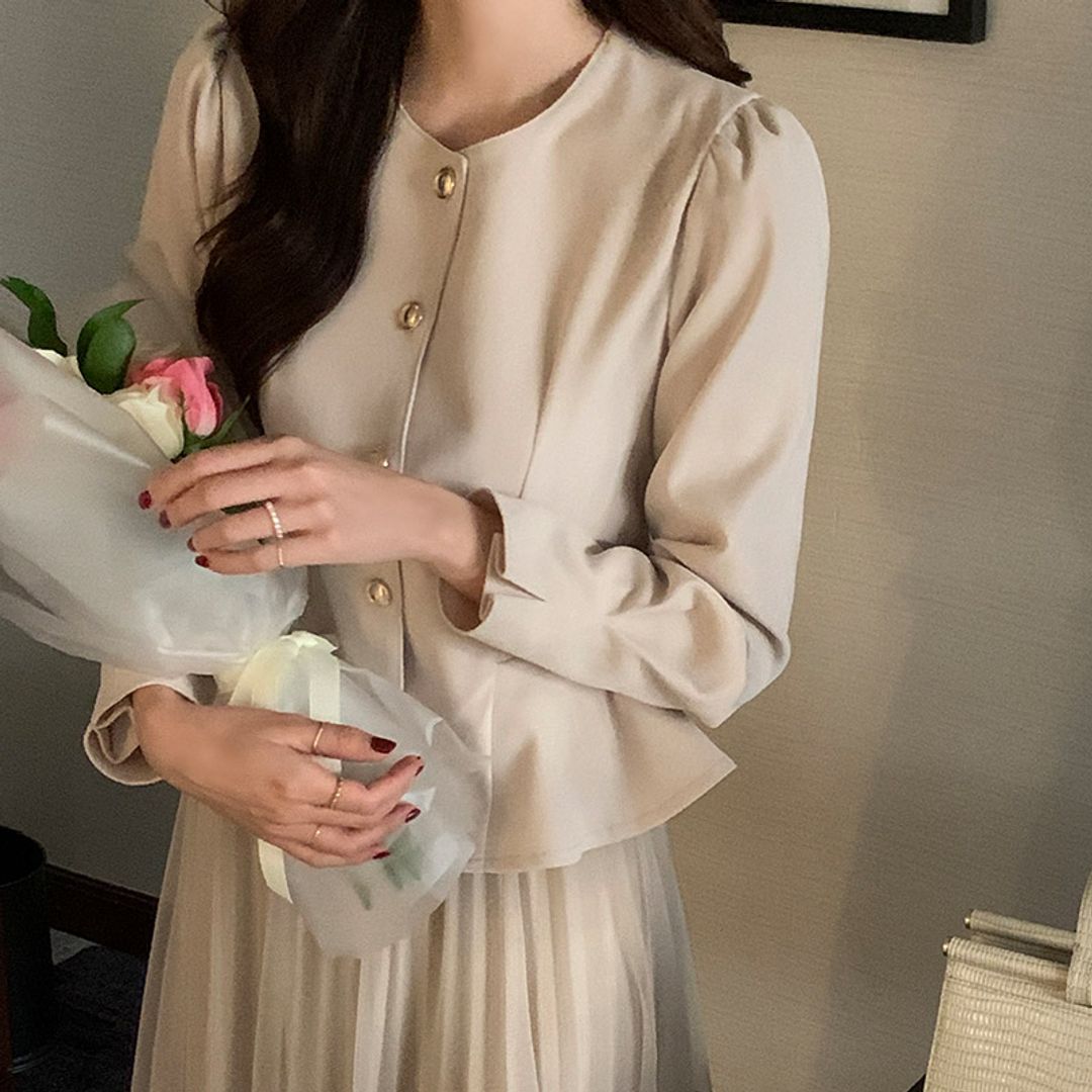 발렌타인세일🔥 ⚡️부분 오늘출발⚡️ 골든 피치기모 페플럼 셔츠 하객룩 블라우스 Blouse Bs7438 부분직진배송 부분당일