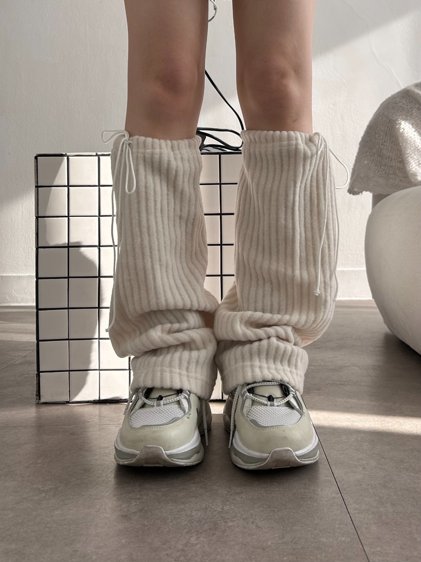 옵텐소 warm boots-cut string leg warmer (2color)