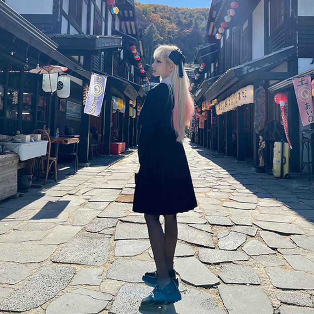 양산형 순정만화 롱플리츠 스커트하이틴프레피룩아이돌교복치마코스프레일본하라주쿠패션테니스치마
