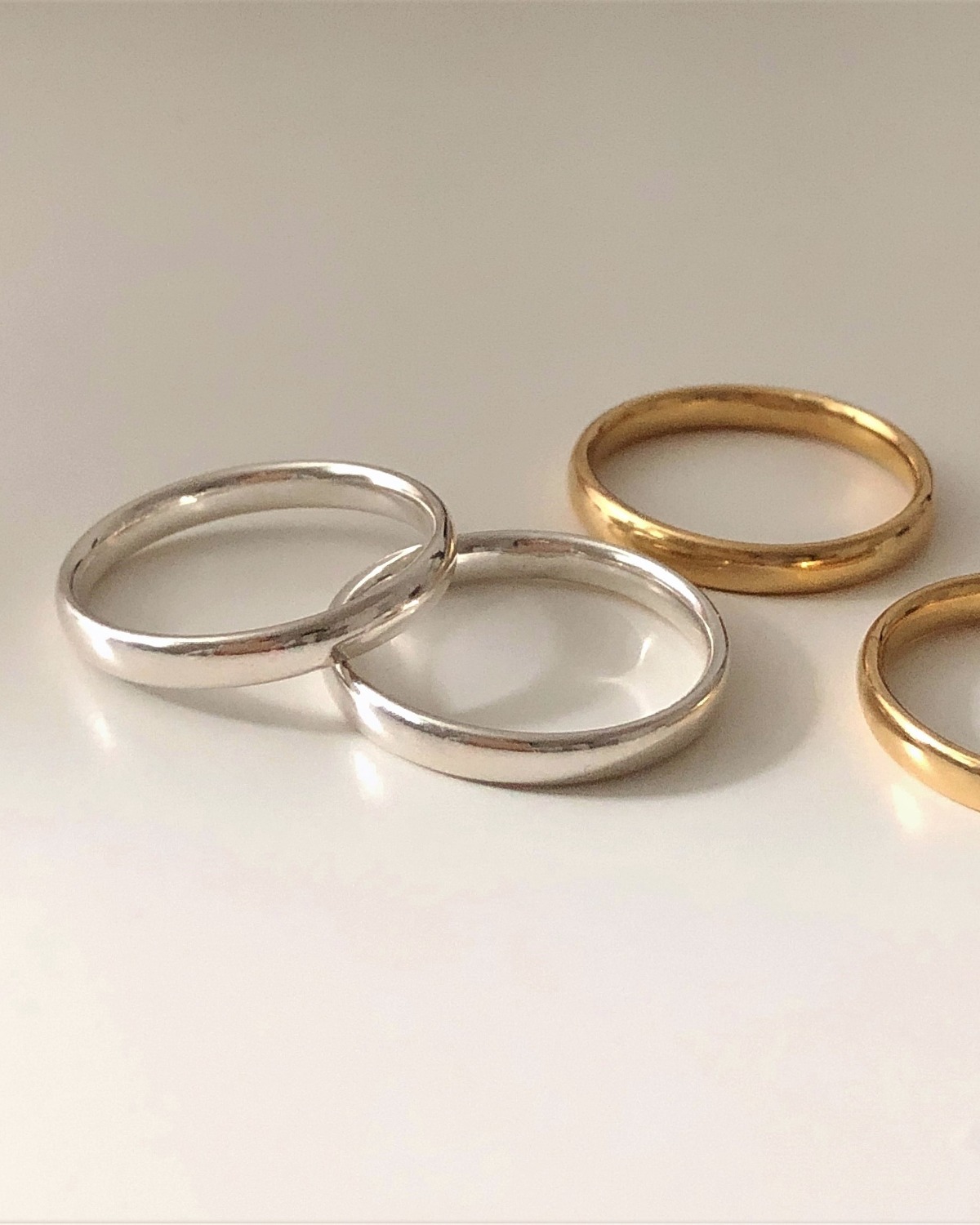 멜디어링 silver92.5 데일리 3mm 플레인 민자 엥게이지 은 반지 - 18k골드도금, 무광