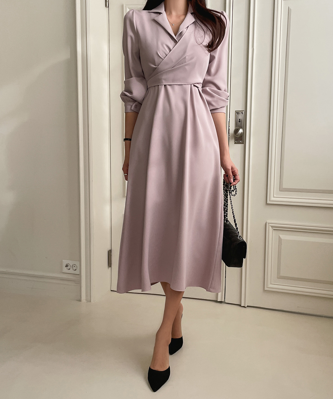 모에르 크로스 랩 셔츠 롱 원피스신상데일리룩데일리겨울랩원피스하객하객룩하객원피스오피스룩