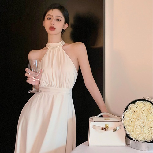 코디드 인기상품 홀터넥 어깨트임 오프숄더 여리여리 여신핏 쉬폰원피스 파티룩 모임룩 해외여행 고급스러운 와이드 롱드레스 하체커버 하비추천 여성스러운 페미닌 휴양지룩 휴가룩