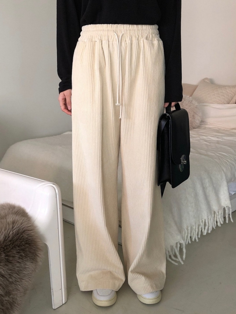 유이르무이 overclassic 오버클래식 골덴 코듀로이 밴딩 와이드 팬츠 2color