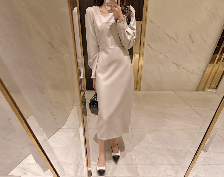 리리앤코 다츠민 언발 핀턱 셔링 롱 원피스 가을 신상 데일리 데이트 하객룩 오피스룩 미니멀룩 러블리 단정한 우아한 고급스러운 하객원피스 하객코디 간절기 가을원피스 언발넥