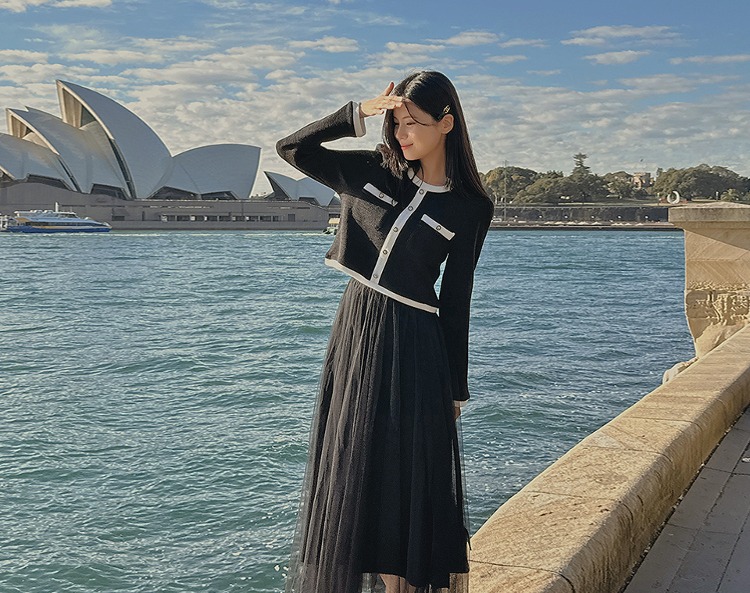 리리앤코 1만5천장 돌파♥ 무료배송 뮤엘루아 배색 니트 뷔스티에 투피스 세트 가을 신상 데일리룩 데이트룩 여행룩 빅사이즈 니트세트 원피스세트 나시원피스 뷔스티에원피스