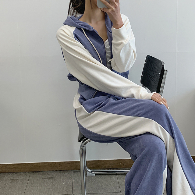 바비라벨 로벨set 벨로아 벨벳 봄 가을 겨울 데일리 유니크 크롭 집업 하이웨스트 밴딩 롱 와이드팬츠 트레이닝세트 추리닝 꾸안꾸 투피스 세트 별도구매