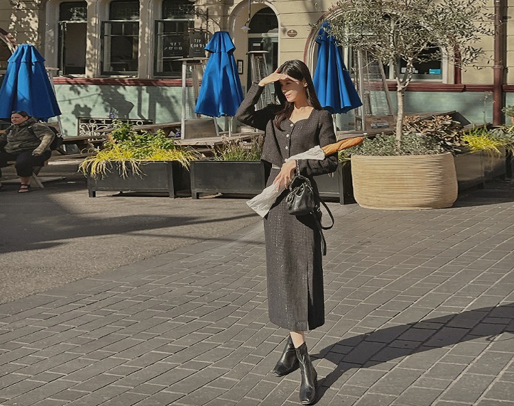 리리앤코 로앤느 트위드 투피스 뒷밴딩 롱 스커트 가을 신상 데일리룩 데이트룩 여행룩 빅사이즈 투피스세트 뒷밴딩스커트 트위드스커트 롱스커트 빅사이즈투피스 트위드세트 스커트