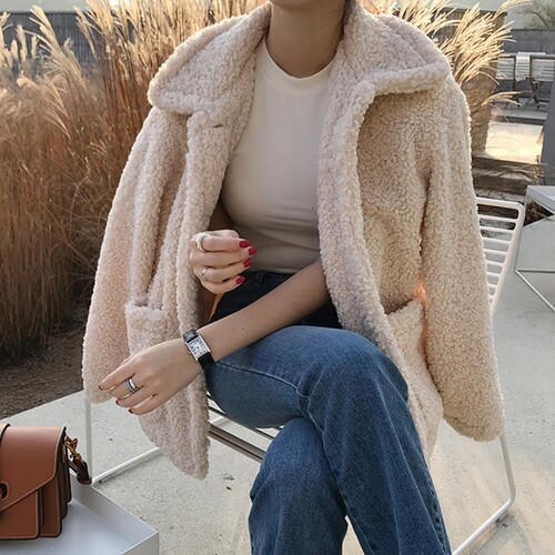 바바무드 여성 뽀글이 하프 코트 자켓 캐주얼 뽀글이 자켓 겨울뽀글이 여성자켓 겨울자켓 털자켓 여자