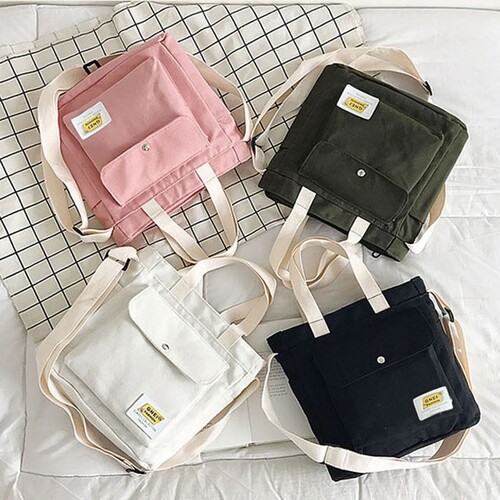바바무드 미니 에코백 대학생 직장인 토트백 크로스백 여행 보조가방 캔버스백 스퀘어백 봄 여름 가을 겨울 학생 10대 20대 포켓