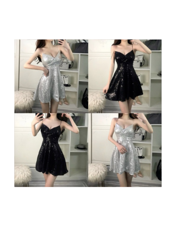 [당일배송]스팽글 플레어 캡내장 랩원피스(2color/3size)(섹시원피스, 야한원피스, 성인이벤트룩, 클럽룩, 파티룩, 기념일이벤트룩)