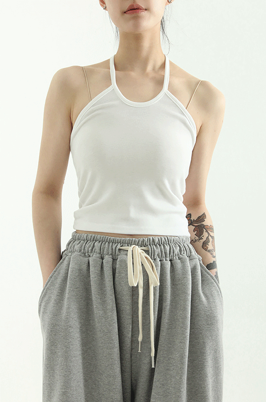 로컬맨션 halter neck string sleeveless top