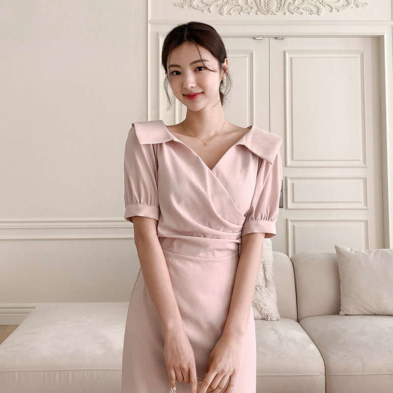 4천장돌파극찬후기여름반팔버전 🍁얼리 가을 세일쿠폰팩 주문폭주 포엘 랩 셔링 머메이드 롱 브라이덜샤워 드레스 랩 롱원피스 롱원피스 허리끈원피스 카라 롱 원피스