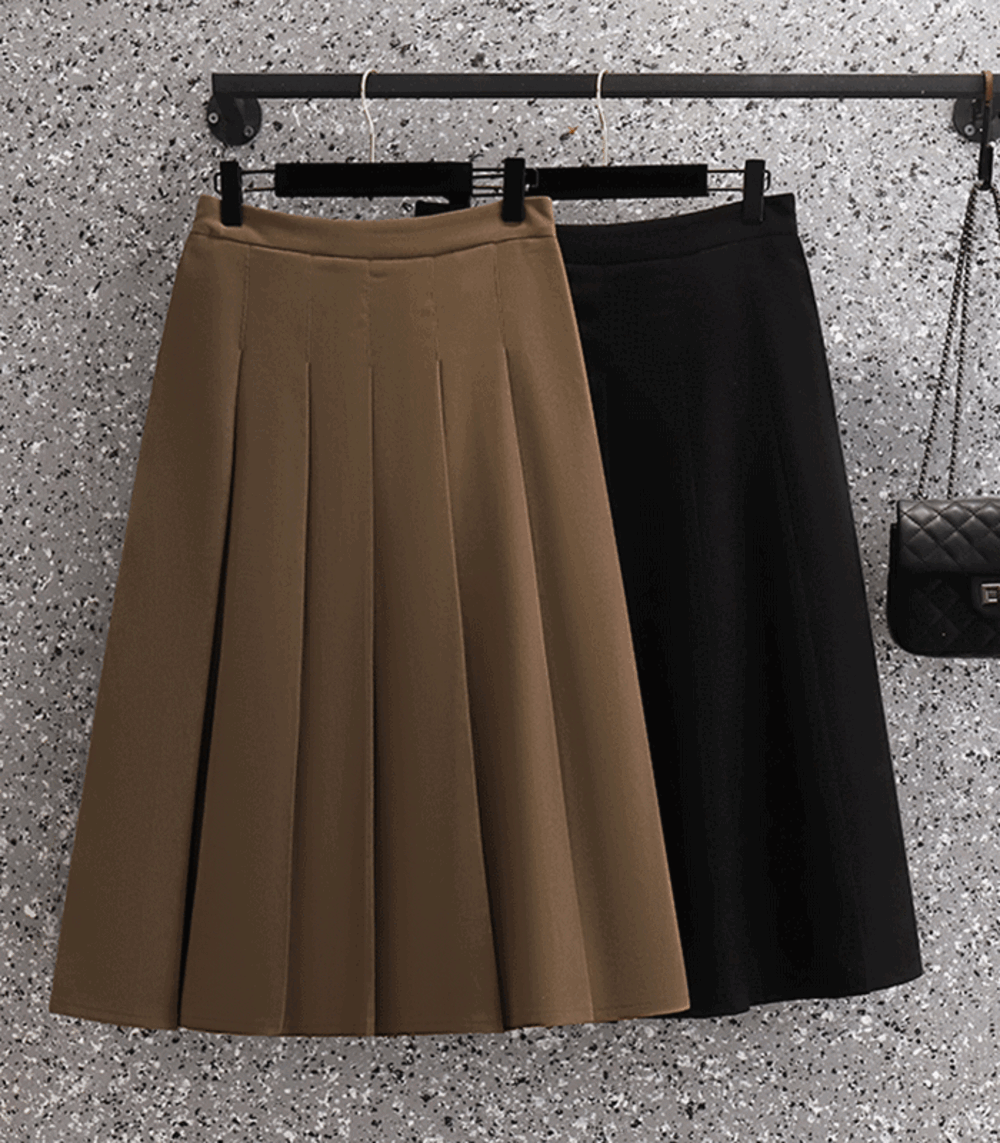 ~4xl 플러스사이즈 플리츠 플레어 스커트 트위드 하이웨이스트 미디 A라인 정장 치마 고무줄치마 밴딩스커트 핀턱스커트 큰사이즈 주름치마 플레어스커트 여성 가을 겨울